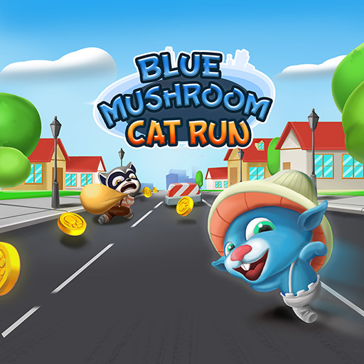 跑酷追小偷：猫猫任务 (Blue Mushroom Cat Run) 🕹️ 免费游戏在线玩 | 小猪秒玩